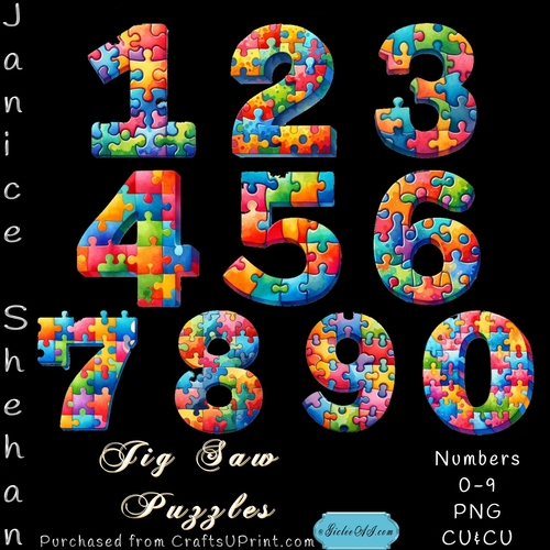 JIG SAW FANCY NUMBERS PNG - CUP1313403_2049 | Craftsuprint