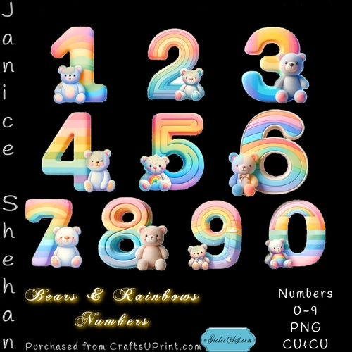 BEARS AND RAINBOW FANCY BIRTHDAY NUMBERS NUMERALS - CUP1313655_2049 ...