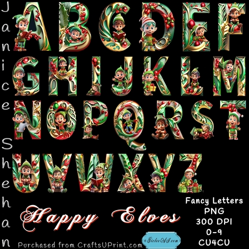 ELVES CHRISTMAS ALPHABET, ABC, LETTERS, - CUP1316846_2049 | Craftsuprint