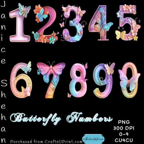 10 BUTTERFLY NUMBERS PASTEL - CUP1321669_2049 | Craftsuprint