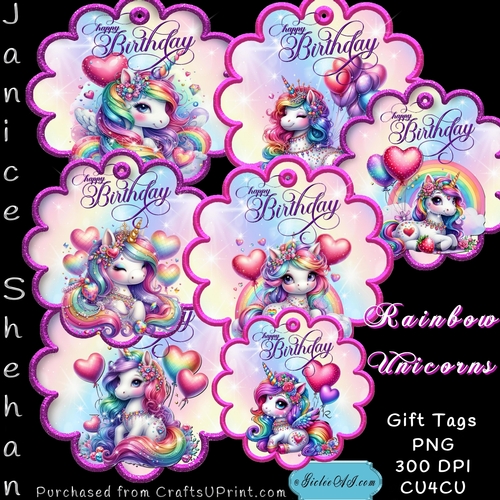 UNICORN UNICORNS RAINBOW BIRTHDAY GIFT TAGS - CUP1328961_2049 ...