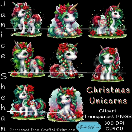 CHRISTMAS UNICORNS CLIPART - CUP1336678_2049 | Craftsuprint