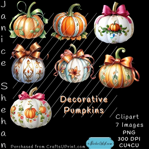 BEAUTIFUL DECORATIVE PUMPKINS HALLOWEEN, AUTUMN, FALL, CLIP ART ...