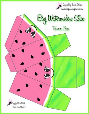 Boy Watermelon Gift Cake Favor Triangle Box - CUP670871_2049 | Craftsuprint