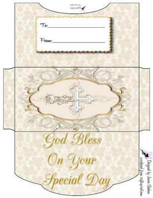 Cross Money Wallet 2 Envelope Baptisim Communion Christening ...