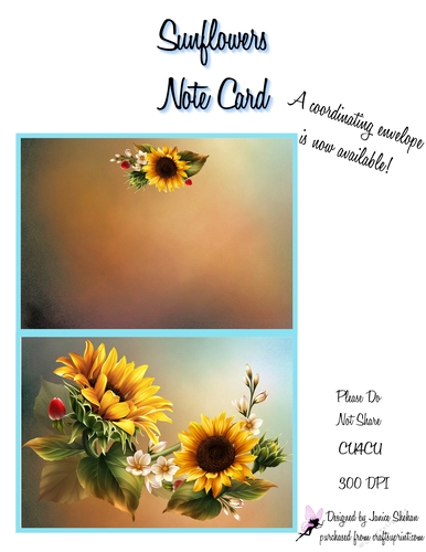 SUNFLOWERS NOTE CARDS NOTELETS - CUP724360_2049 | Craftsuprint