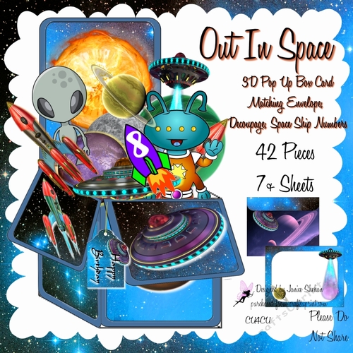 OUT IN SPACE 3D POP UP BOX CARD AND ENVELOPE DECOUPAGE KIT - CUP728203 ...