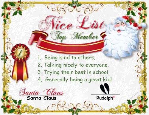 SANTAS AWARD CERTIFICATE FOR GOOD, NAUGHTY OR NICE CHILDREN - CUP734191 ...