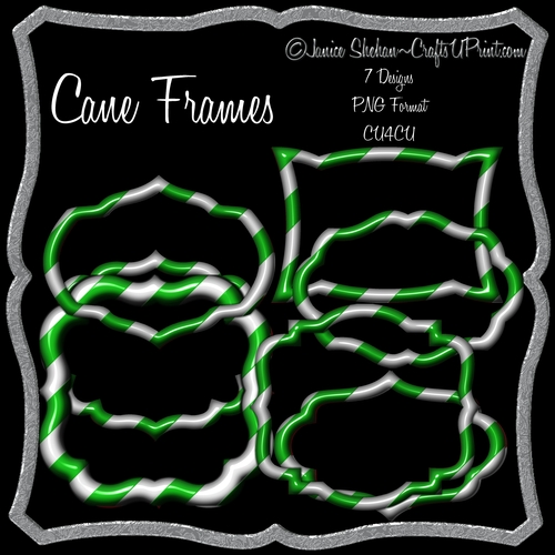 CHRISTMAS GREEN CANDY CANE FRAMES - 7 DIFFERENT DESIGNS PNG FORMAT ...
