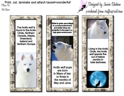 ARTIC WOLF WOLVES BOOKMARKS - CUP799862_2049 | Craftsuprint