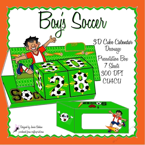 BOYS SOCCER 3D CUBE PERPETUAL CALENDAR KIT - CUP805470_2049 | Craftsuprint