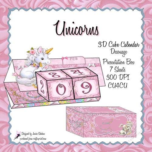UNICORNS 3D CUBE PERPETUAL CALENDAR - CUP805834_2049 | Craftsuprint