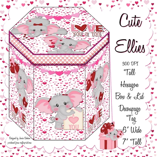 VALENTINE HEXAGONAL GIFT BOX - CUTE ELLIES ELEPHANTS - CUP938480_2049 ...