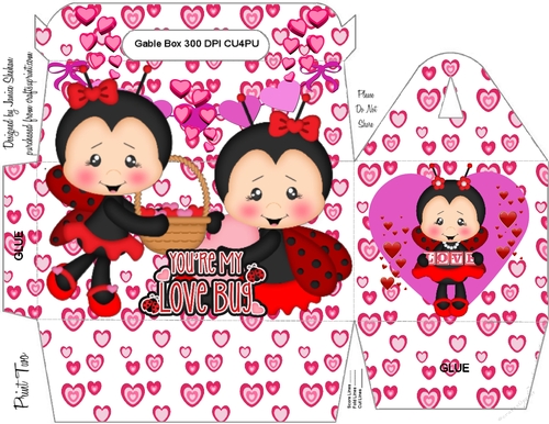GABLE TOP GIFT BOX - VALENTINES DAY LOVE BUG LADY BUGS - CUP939081_2049 ...
