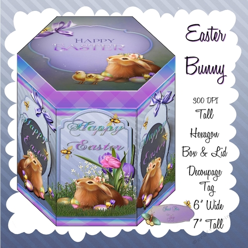 EASTER BUNNY HEXAGONAL GIFT BOX - HB 112 - CUP959105_2049 | Craftsuprint