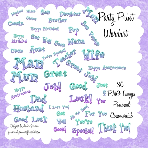 PARTY PRINT WORDART TAGS - CUP974947_2049 | Craftsuprint