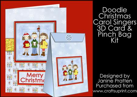 Doodle Christmas Carol Singers Complete Card and Pinch Bag K ...
