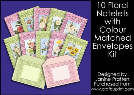 10 Floral Notelets with Colour Matched Envelopes Kit - CUP278527_1504 ...