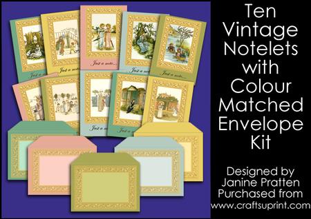 10 Vintage Notelets with Colour Matched Envelopes Kit - CUP278694_1504 ...