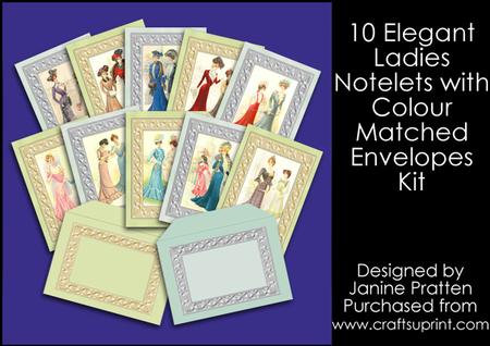 10 Elegant Ladies Notelets with Colour Matched Envelopes Kit ...
