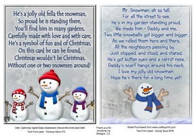 Two Christmas Snowman Verse Topppers - CUP560145_1035 | Craftsuprint