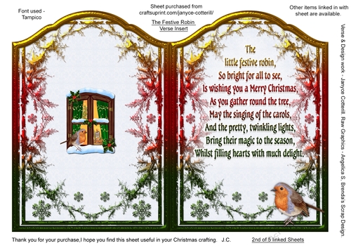 The Festive Robin Verse Insert - CUP904305_1035 | Craftsuprint