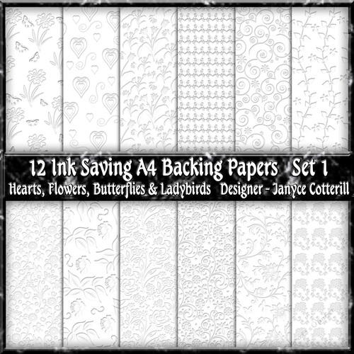 12 Ink Saving A4 Backing Papers Set 1 - CUP933941_1035 | Craftsuprint