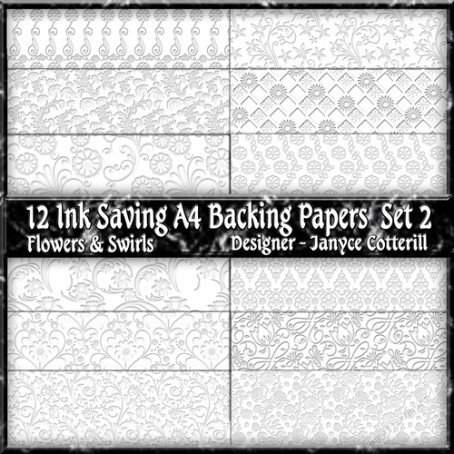 12 Ink Saving A4 Backing Papers Set 2 - CUP933942_1035 | Craftsuprint