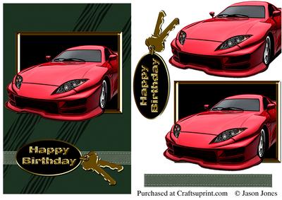 Red Sports Car Birthday Card - CUP189835_1068 | Craftsuprint