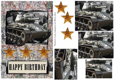 Ww2 Birthday Tank Pyramid Card Front - CUP196515_1068 | Craftsuprint