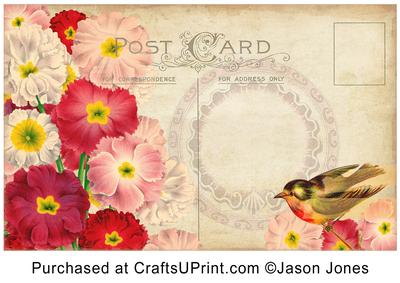 Vintage Floral Postcard Background Paper - CUP211486_1068 | Craftsuprint