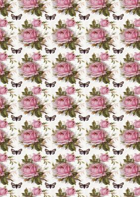 Pink Rose and Butterfly Backing Paper - CUP220050_1068 | Craftsuprint