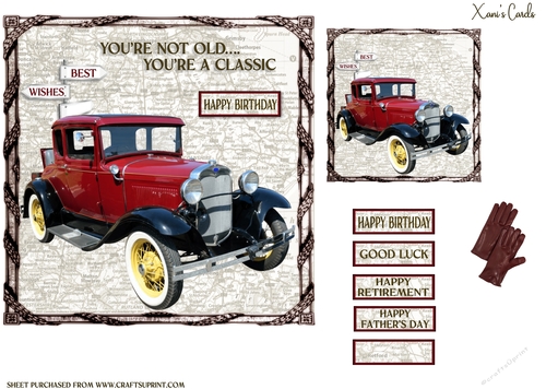Male Vintage Car Card Red - CUP1206008_97497 | Craftsuprint