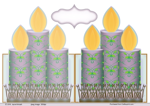 Candle shaped card -3 candles -Purple - CUP740227_2101 | Craftsuprint