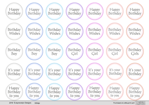 Birthday Sentiments, round - CUP953129_2101 | Craftsuprint