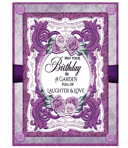 Purple Roses Birthday A5 Card - CUP1119892_2474 | Craftsuprint