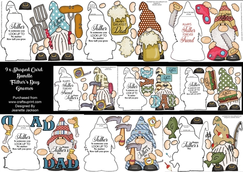 9 x Shaped Card Bundle Fathers Day Gnomes - CUP1145758_2474 | Craftsuprint