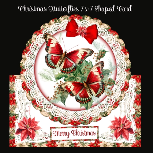 Christmas Butterflies 7 x 7 Shaped Card - CUP1258632_2474 | Craftsuprint