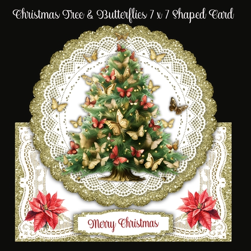 Christmas Tree & Butterflies 7 x 7 Lace Doily Card - CUP1258635_2474 ...