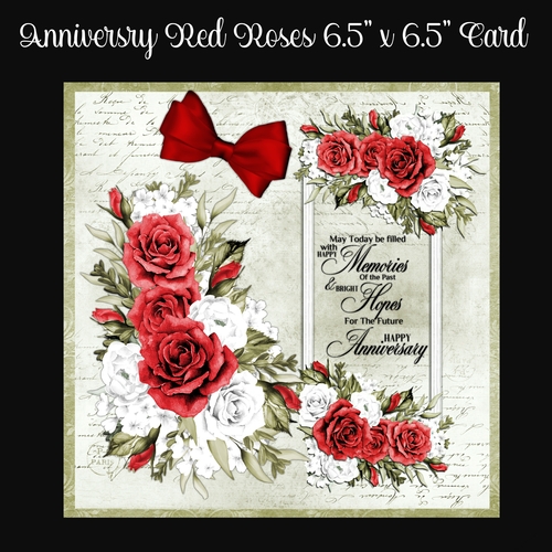 Anniversary Red Roses 6.5 x 6.5 Card - CUP1263929_2474 | Craftsuprint