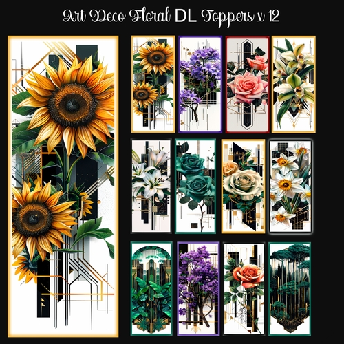 Art Deco Floral DL Toppers x 12 or Bookmarks - CUP1318146_2474 ...