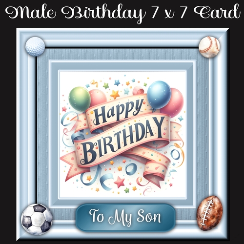 Male Birthday 7 x 7 Card - CUP1321958_2474 | Craftsuprint
