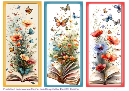 Butterflies, Floral, Books DL Toppers Or Bookmarks - CUP1340729_2474 ...