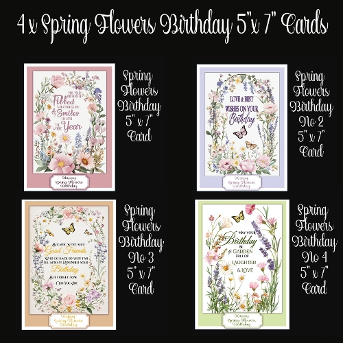 4 x Spring Flowers Birthday 5 x 7 Card Collection - CUP1356182_2474 ...