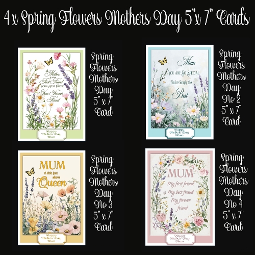 4 x Spring Flowers Mothers Day 5 x 7 Card Collection - CUP1356183_2474 ...
