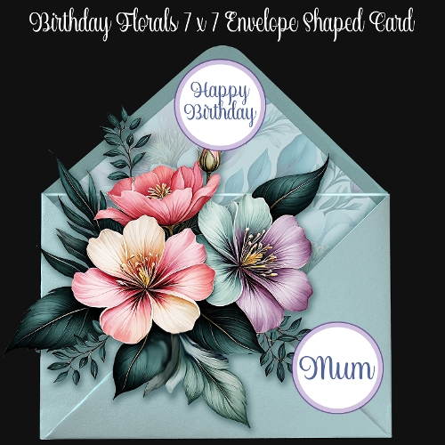 Birthday Florals 7 x 7 Envelope Shaped Card - CUP1359652_2474 ...