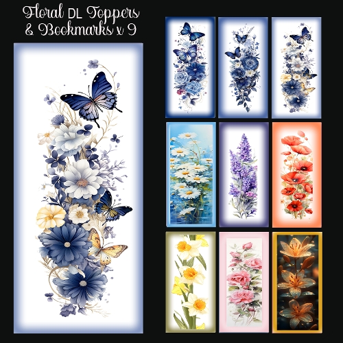 Floral DL Toppers & Bookmarks x 9 - CUP1365718_2474 | Craftsuprint