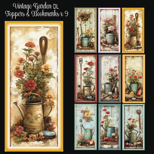 Vintage Garden DL Toppers & Bookmarks x 9 - CUP1367073_2474 | Craftsuprint