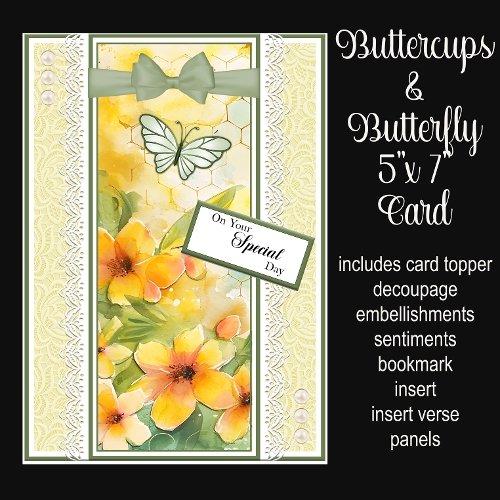 Buttercups & Butterfly 5 x 7 Card - CUP1367647_2474 | Craftsuprint