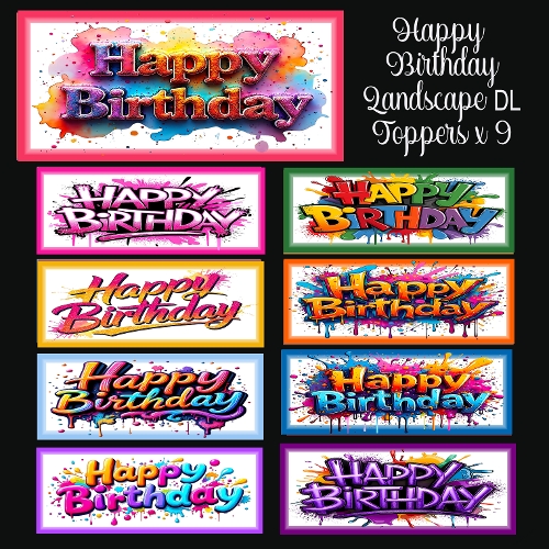 Happy Birthday Landscape DL Toppers X 9 - CUP1368721_2474 | Craftsuprint